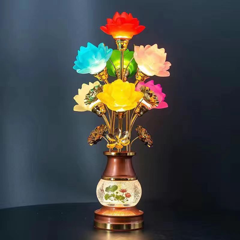 Buddhist Eternal Light For Home Altar - Colorful/Yellow Glass Buddha ...